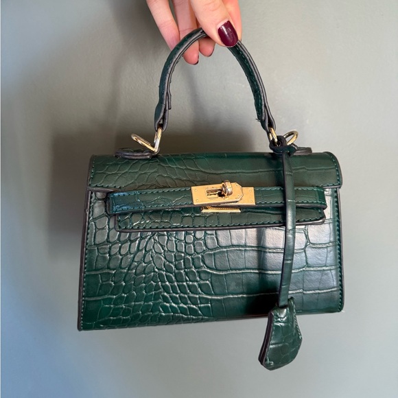 birkin inspired | Bags | Mini Birkin Inspired Green Croc Textured Bag ...